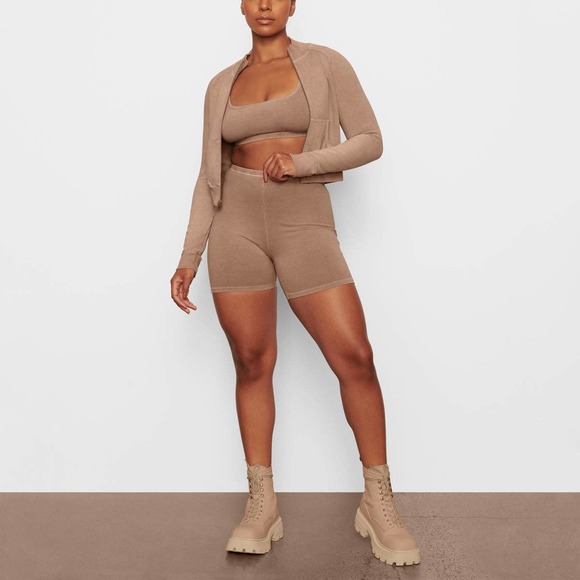 SKIMS | Sweaters | Skims Outdoor Track Jacket Fitted Zip Up Tigers Eye Size Xl Nwt | Poshmark